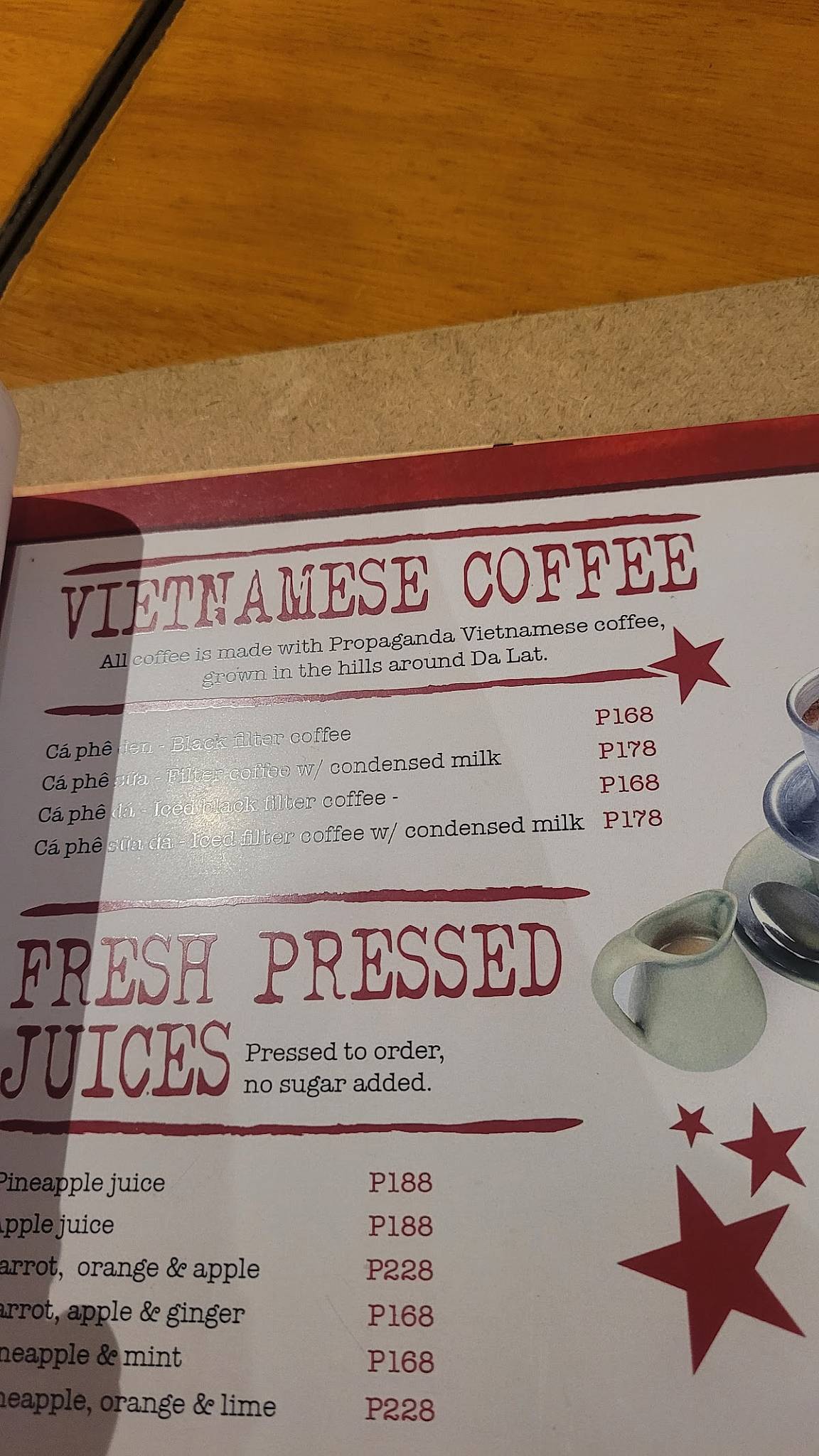 Menu at Propaganda Vietnamese Bistro restaurant, Makati, Level 2