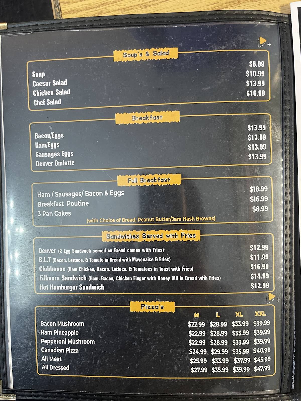 Menu at Proudhouse Tavern 33 restaurant, Fillmore