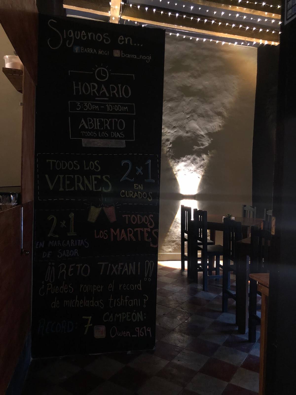 Menu at Barra Ñogi, Ixmiquilpan