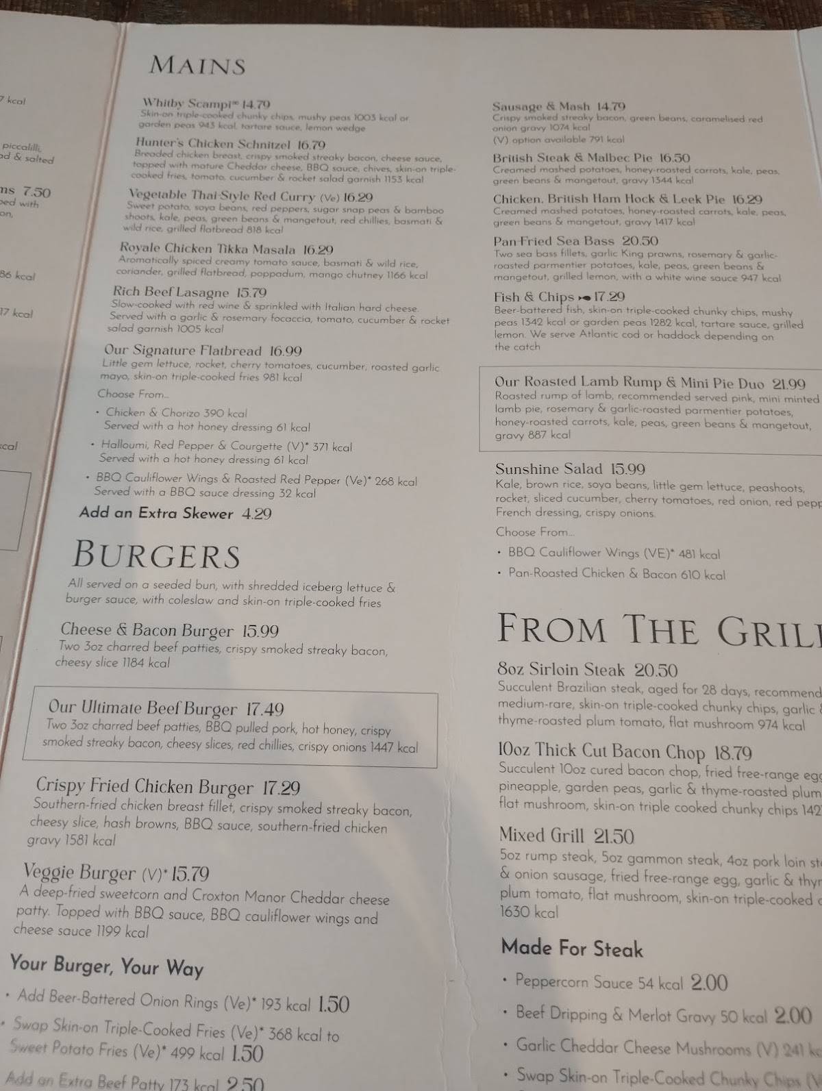 Menu at Bell Inn pub & bar, Tong, Tong