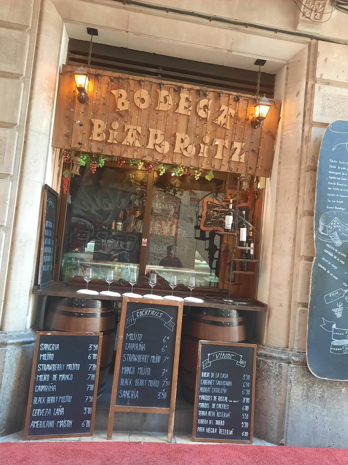 Menu at Bodega Biarritz 1881 restaurant, Barcelona, Carrer Nou de Sant ...
