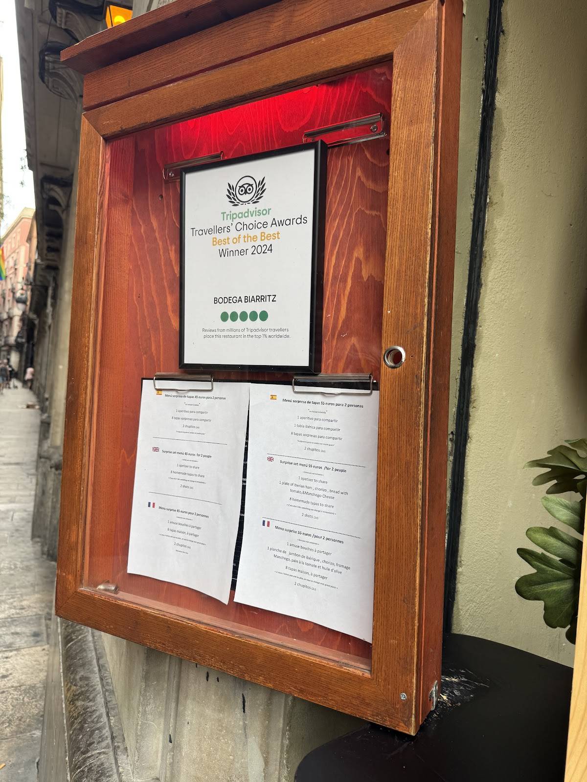 Menu at Bodega Biarritz 1881 pub & bar, Barcelona, Carrer Nou de Sant ...