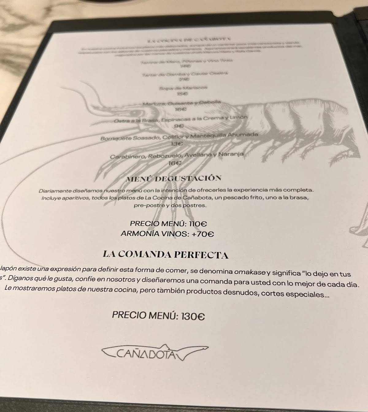 Menu at Cañabota pub & bar, Seville, C/ José Gestoso