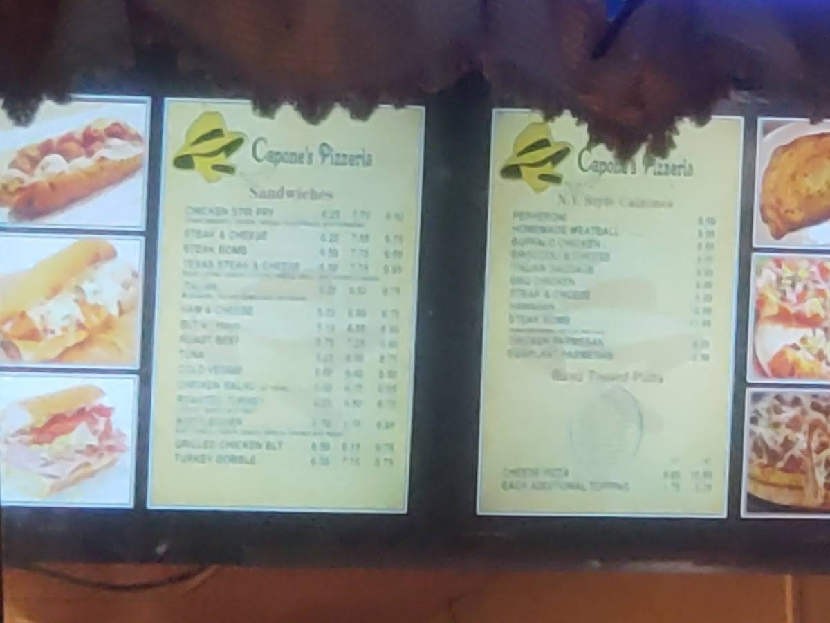 Menu at Capones Pizzeria and Bar, Weymouth