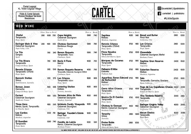 Menu at Cartel Coffee Deli pub & bar, Makati, 119 L.P. Leviste Street