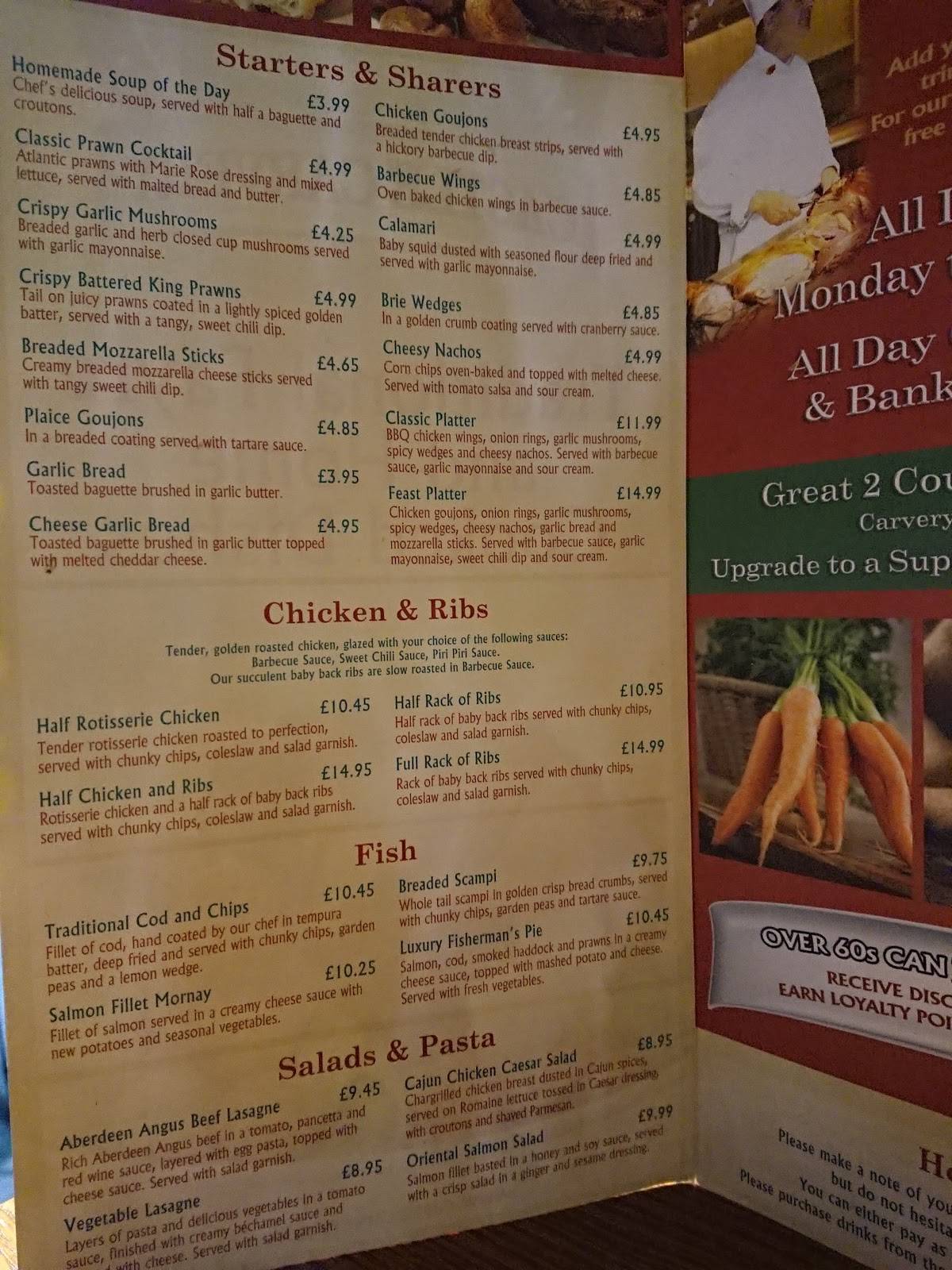Menu at Castle Carvery - Clocktower pub & bar, Norwich