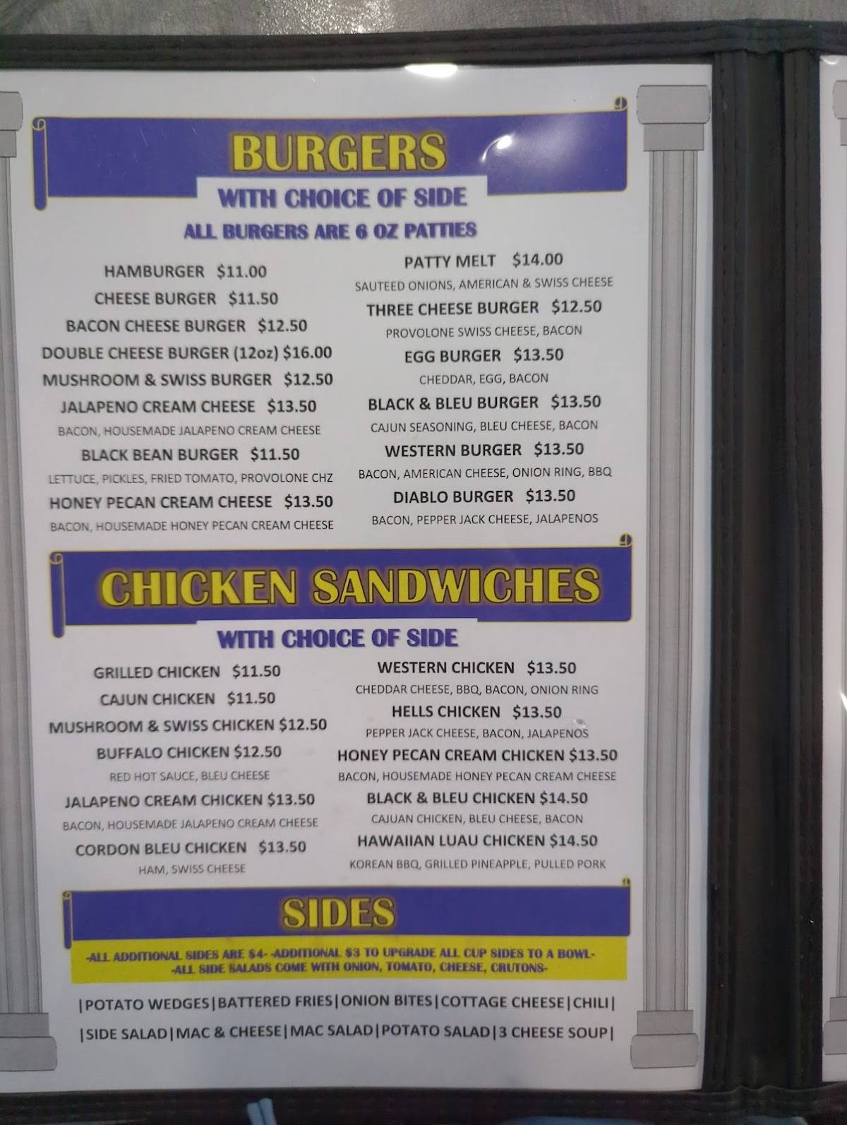 Menu at Credo’s Pub, Sioux Falls
