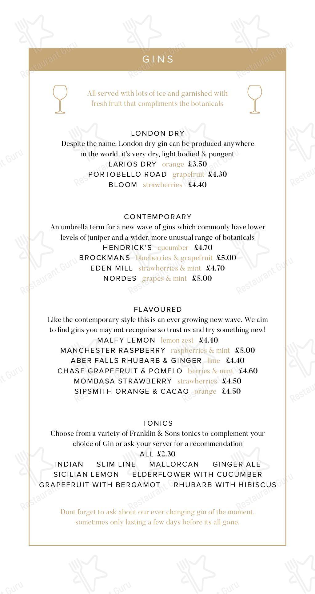 Menu at The Devonshire Arms pub & bar, Baslow, Nether End