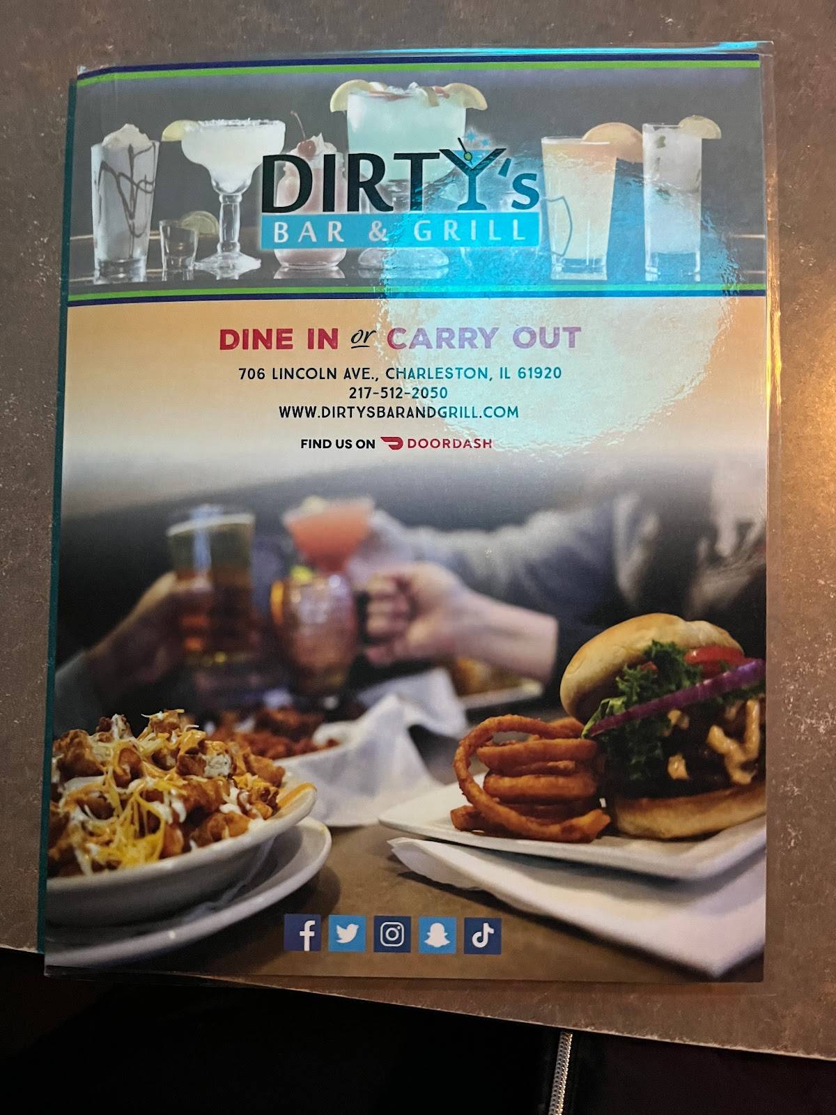 Menu at Dirty's Bar & Grill, Charleston