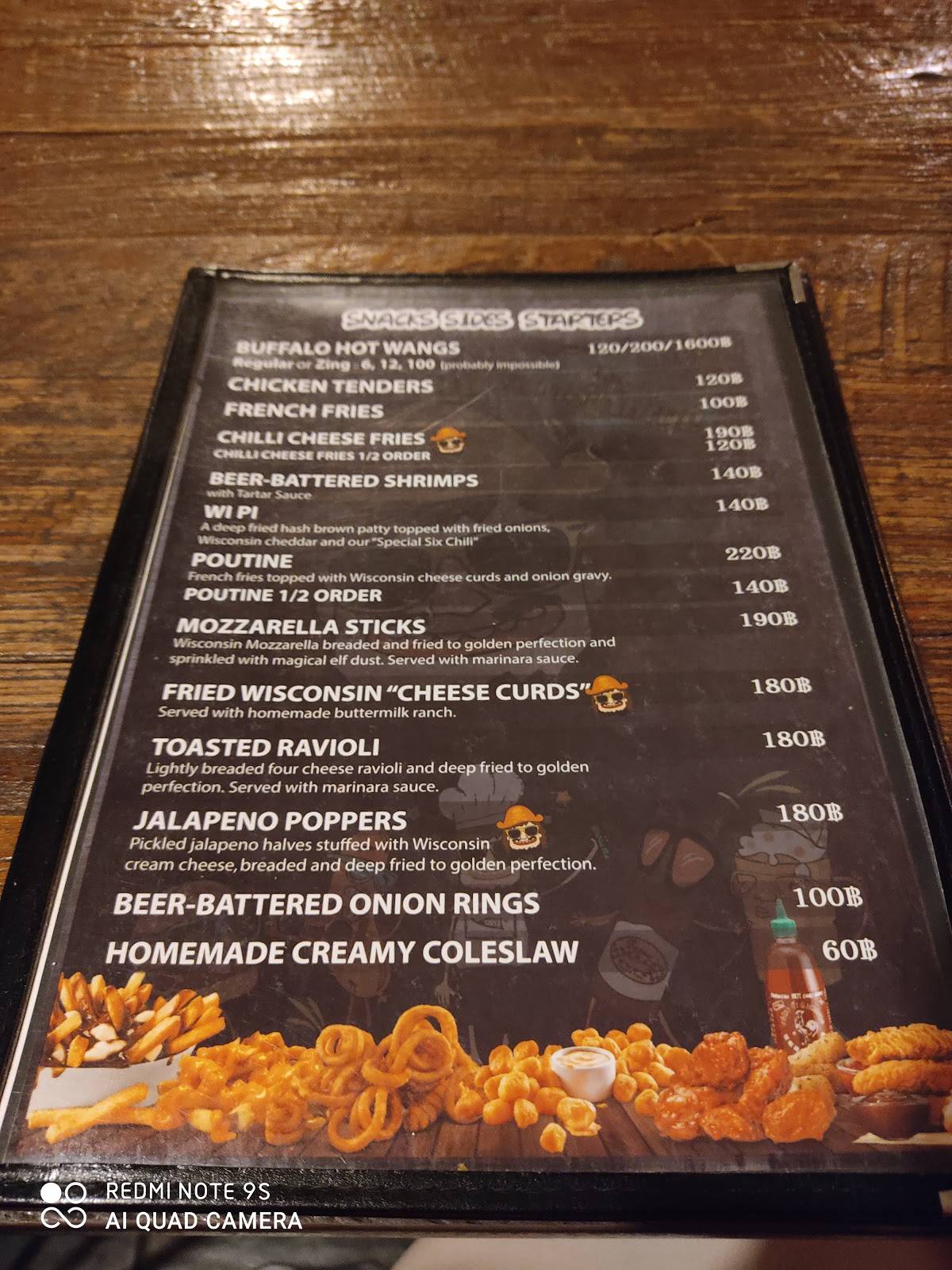 Menu at Fatty's Bar & Diner, Bangkok