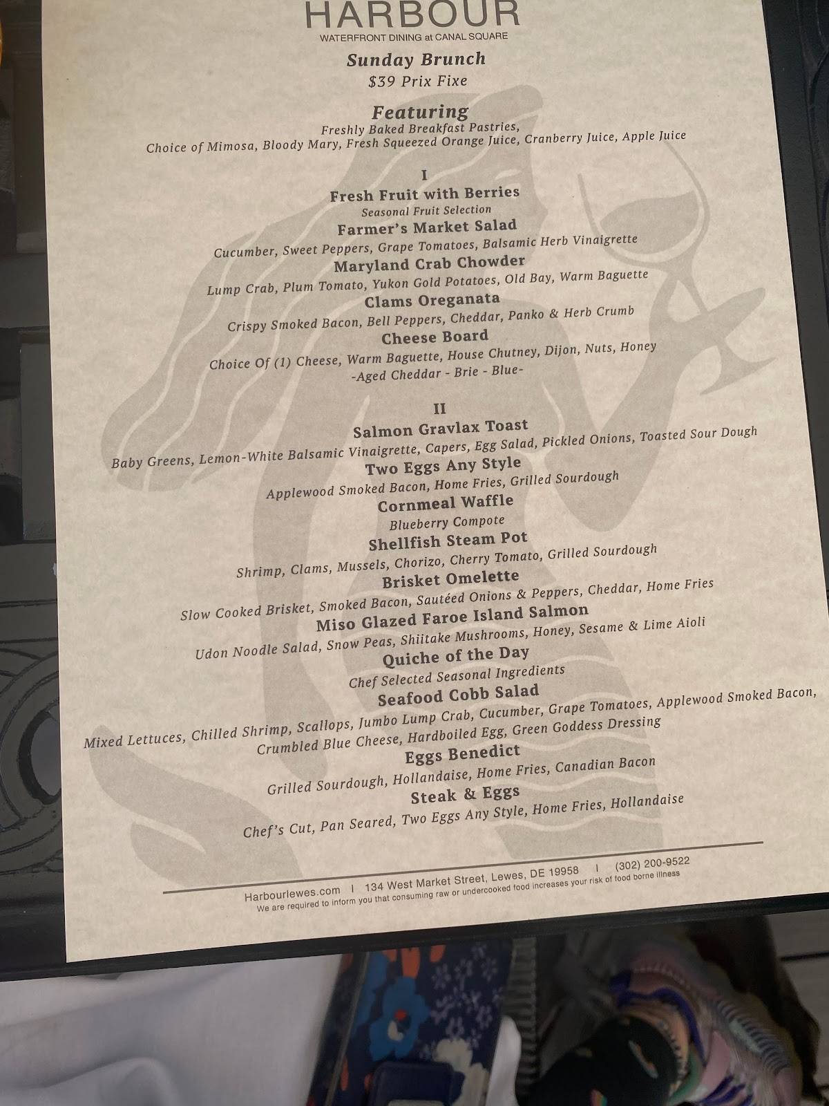 Menu at Harbour Restaurant at Canal Square, Lewes