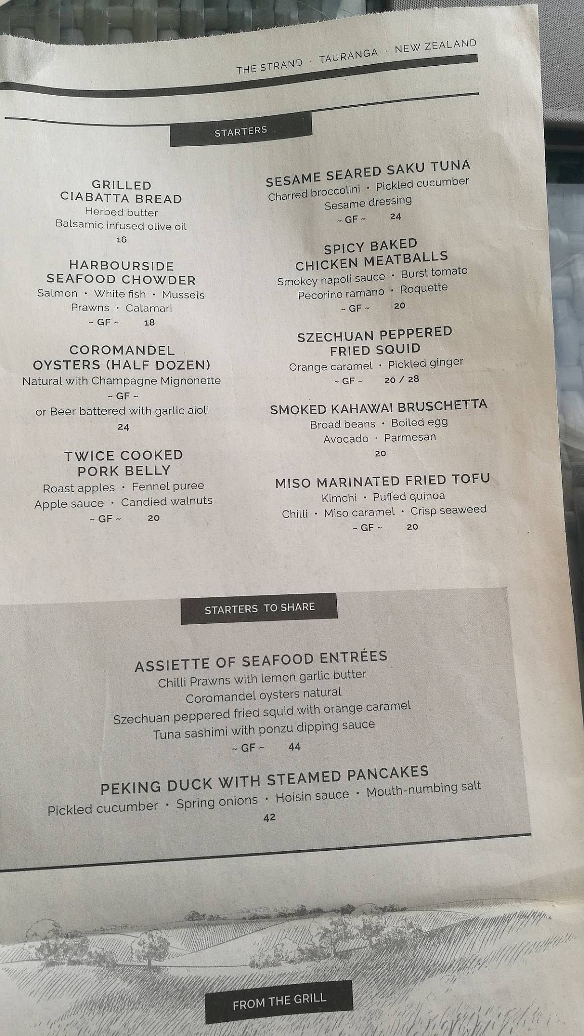 Menu at Harbourside pub & bar, Tauranga