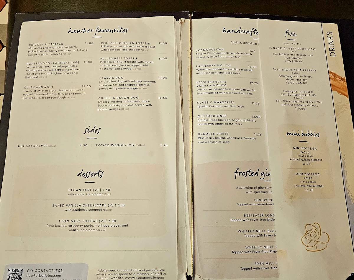 Menu at Hawker Bar - Luton Airport, Luton