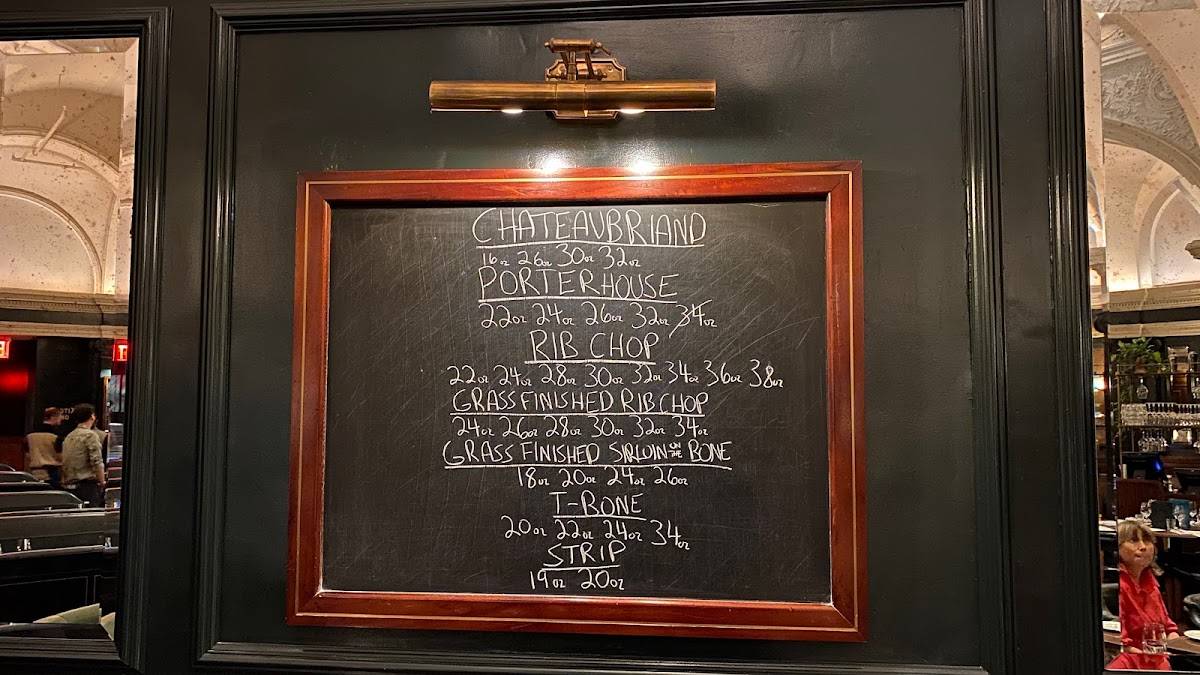 Меню стейк хауса Hawksmoor NYC, Нью-Йорк