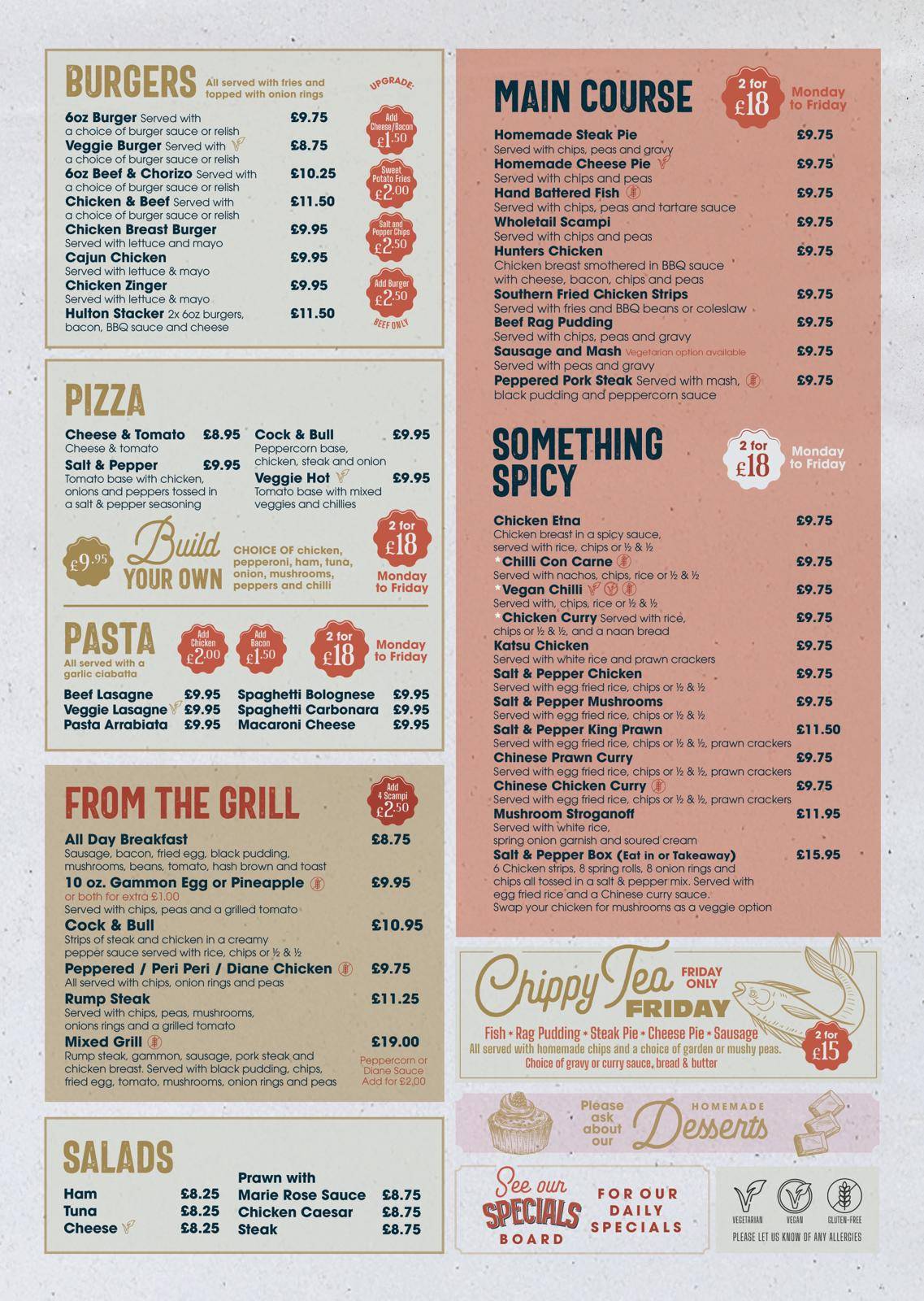 Menu at Hulton Arms pub & bar, Bolton