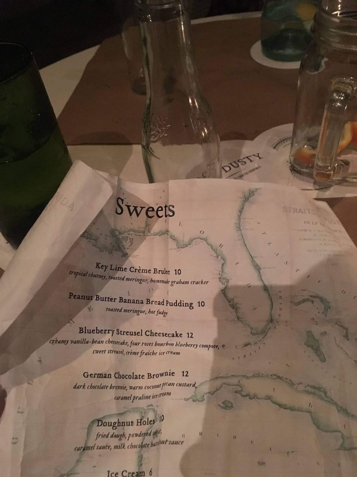 Menu at Jack Dusty pub & bar, Sarasota, Ritz Carlton Dr