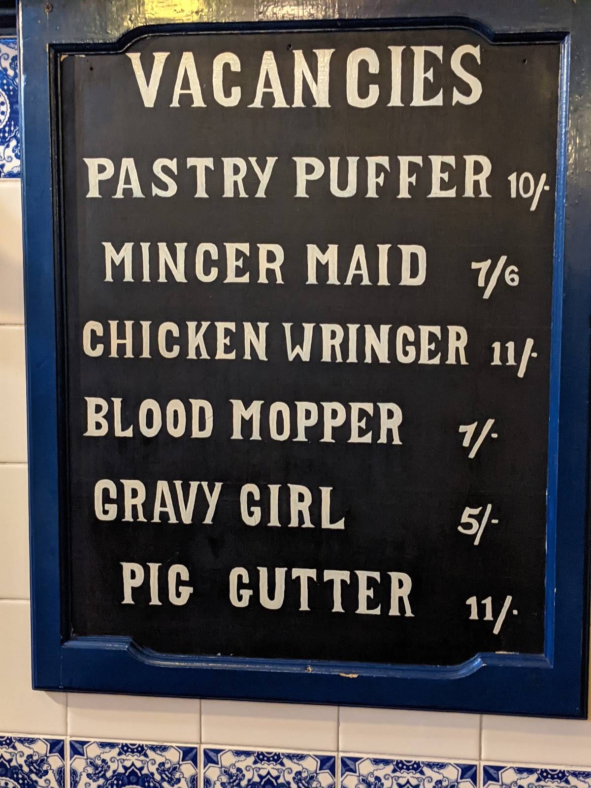 Menu at Mad O'Rourke's Pie Factory pub & bar, Tipton