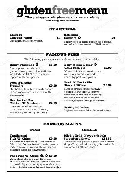 Menu at Mad O'Rourke's Pie Factory pub & bar, Tipton