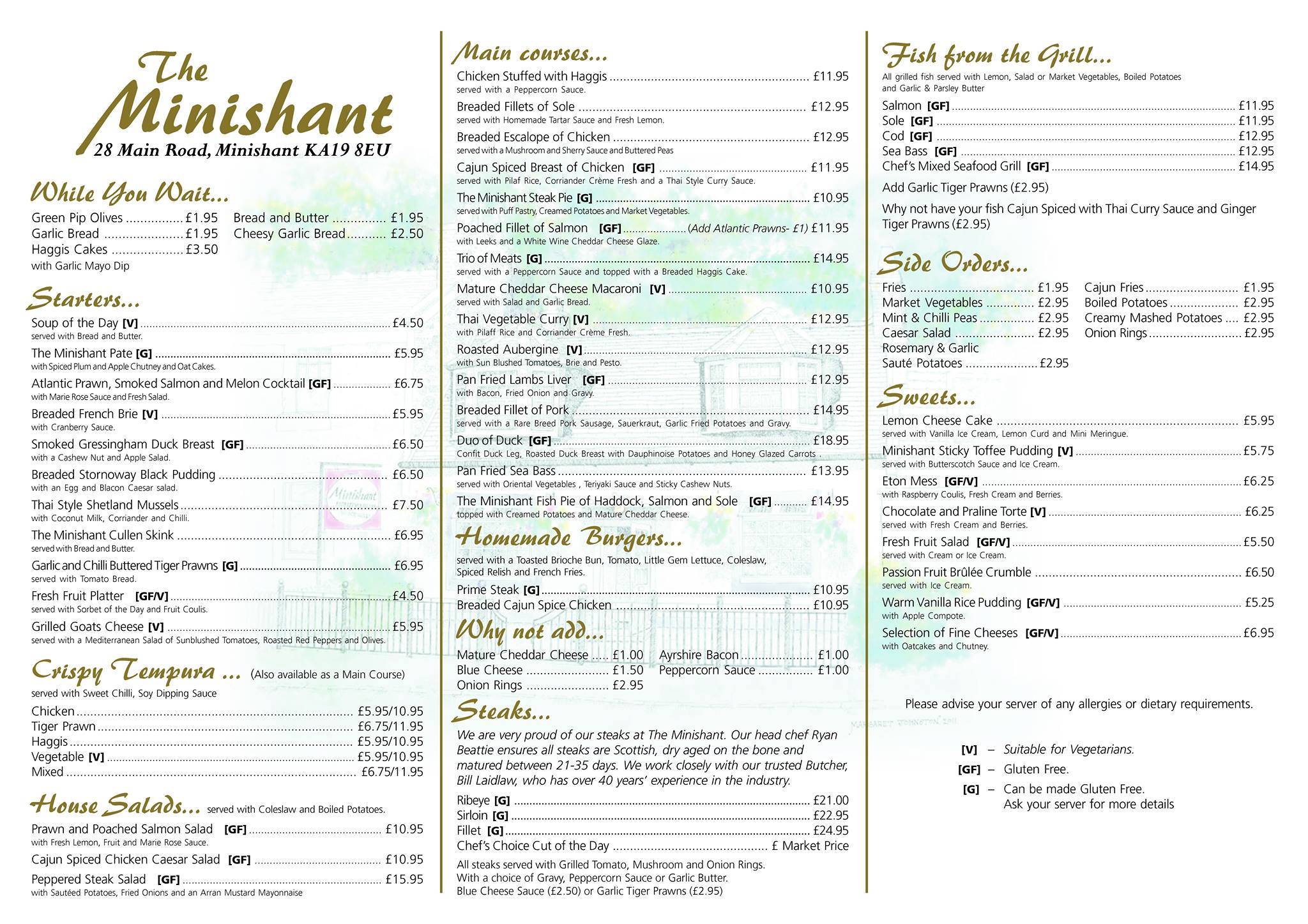 Menu at Minishant Inn Restaurant, Maybole