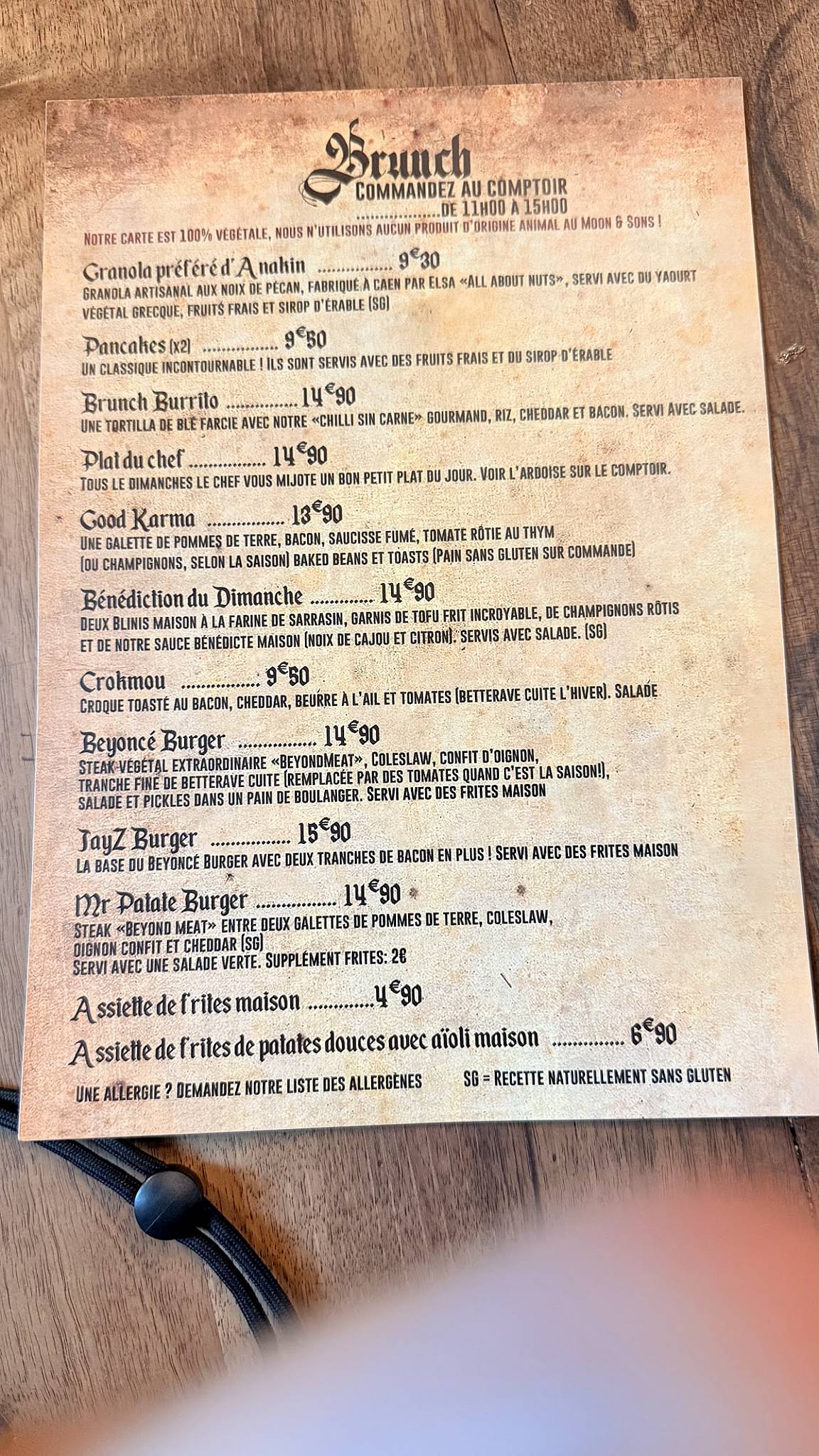 Menu at Moon & Sons pub & bar, Caen