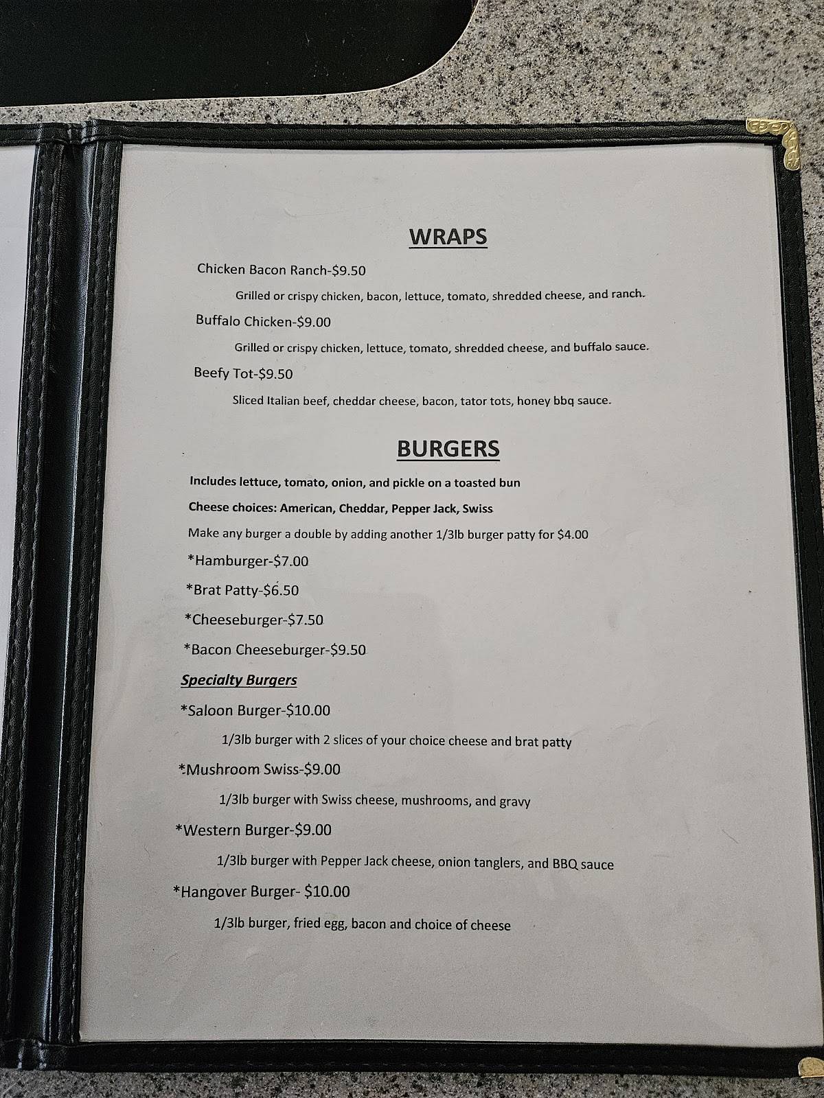 Menu at OLD 41 SALOON pub & bar, Neenah