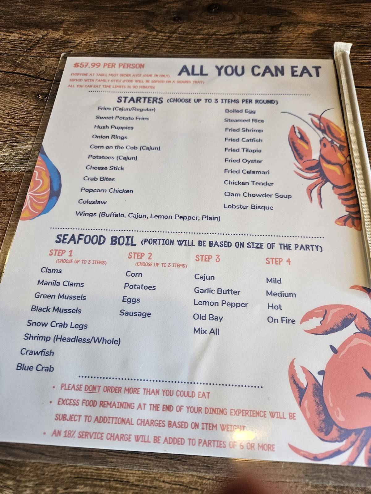 Menu at Ocean Shack Arlington pub & bar, Arlington
