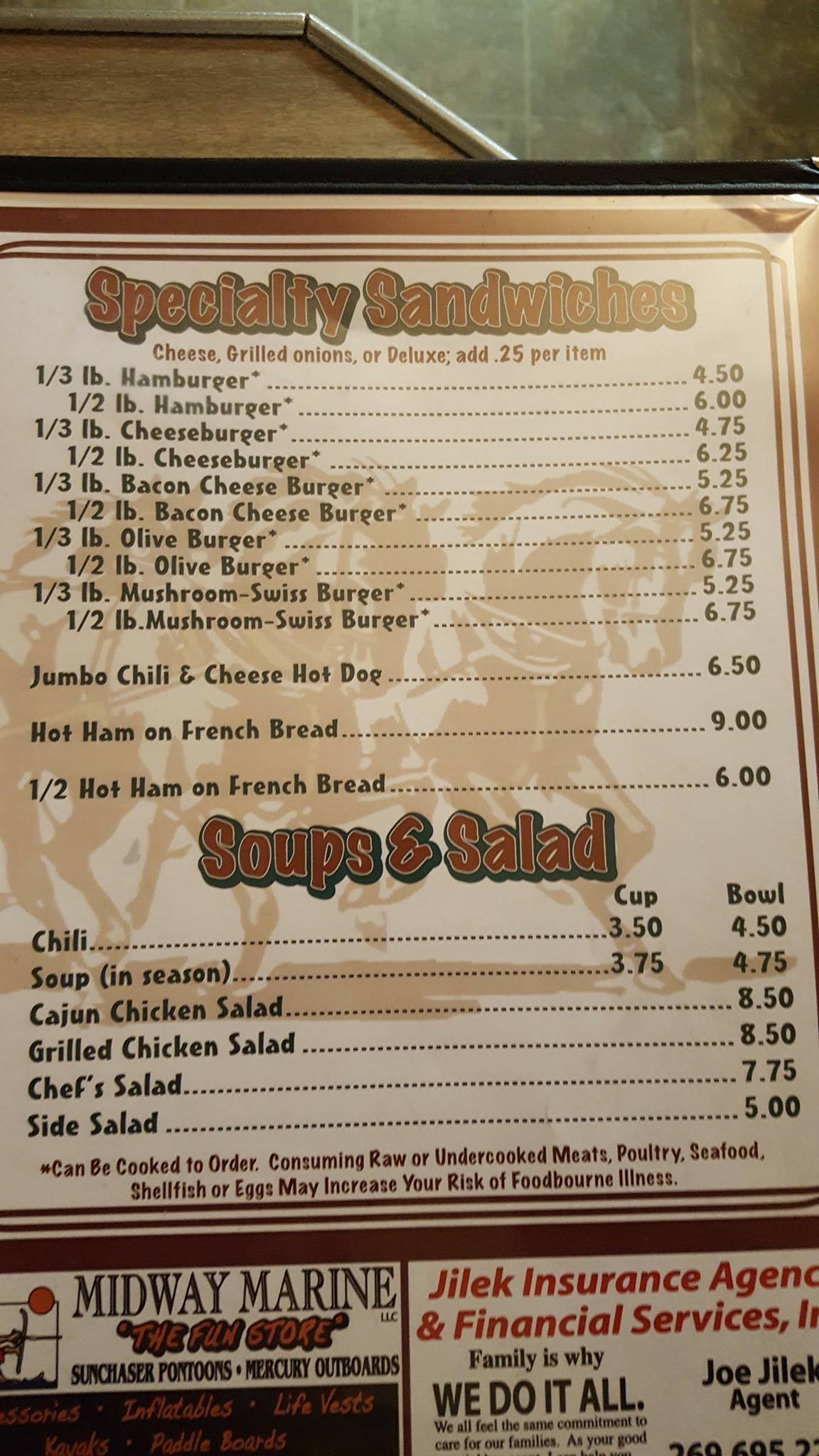 Menu at Old Tavern Inn pub & bar, Niles