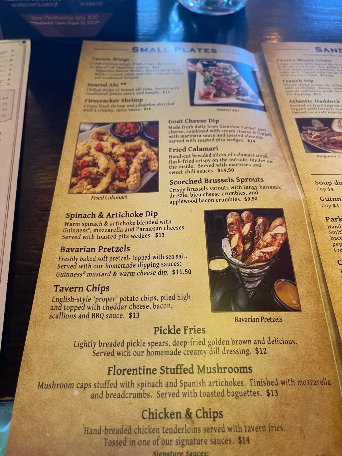 Menu at Park Lane Tavern of Hampton pub & bar, Hampton