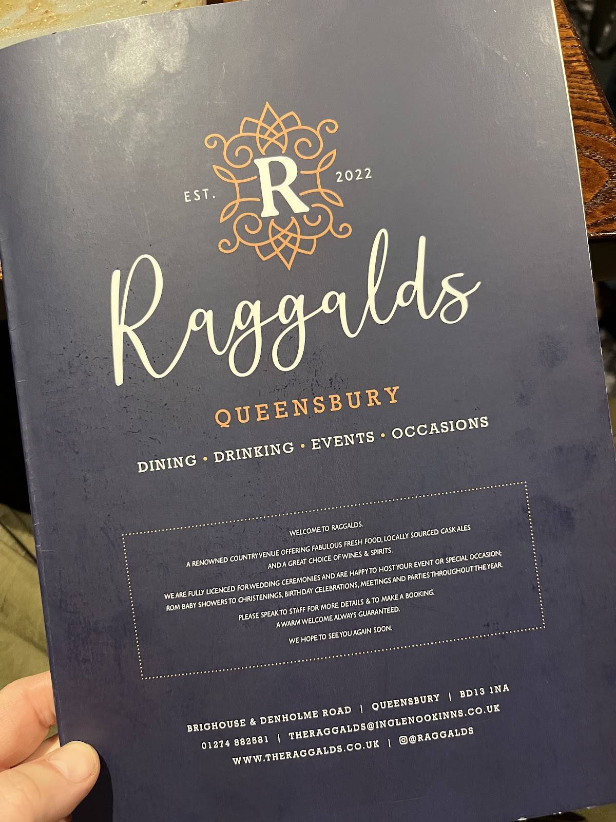 Menu at Raggalds pub & bar, Bradford, Brighouse and Denholme Rd