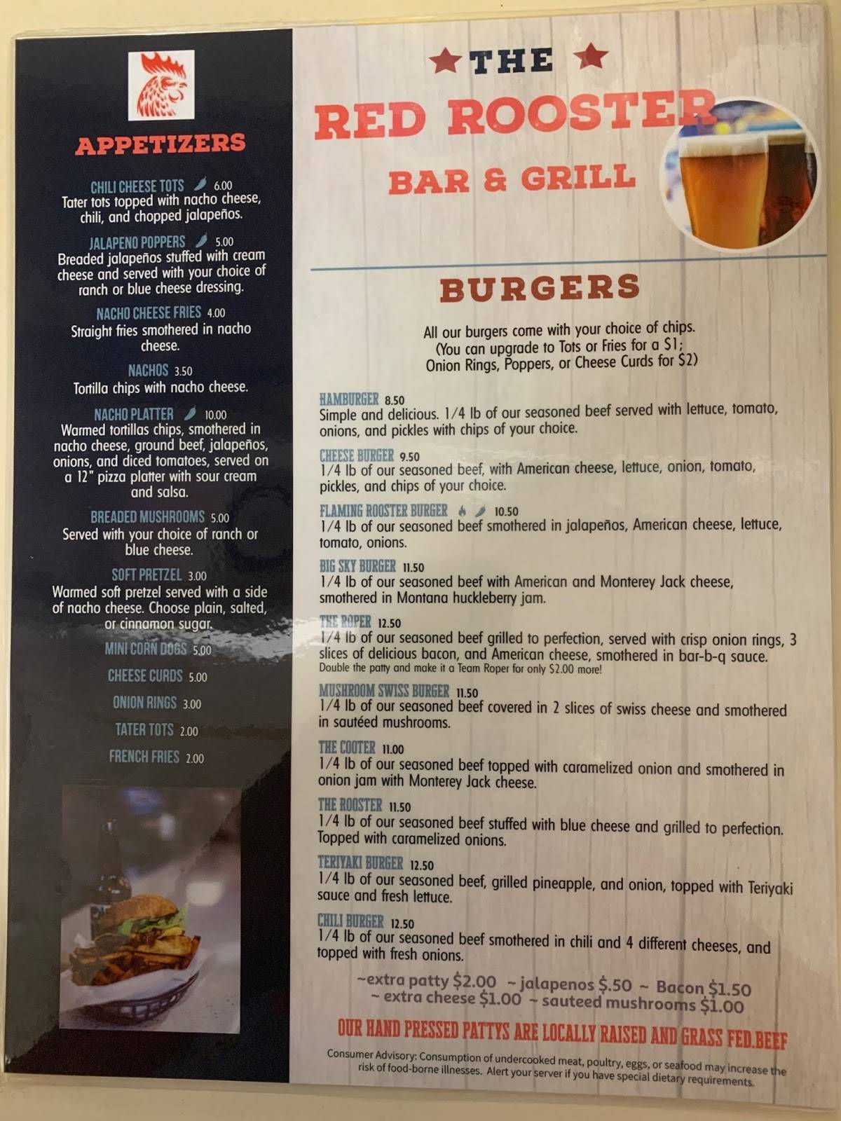Menu at Red Rooster pub & bar, Shepherd