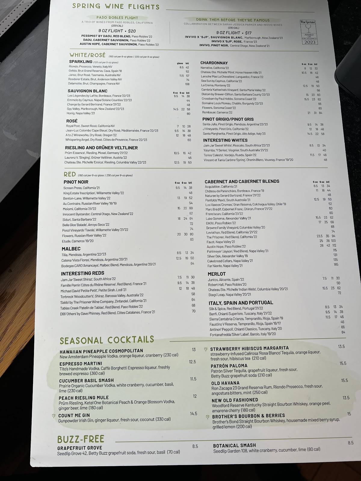Menu at Seasons 52 pub & bar, Albuquerque, Menaul Blvd NE PAD 2