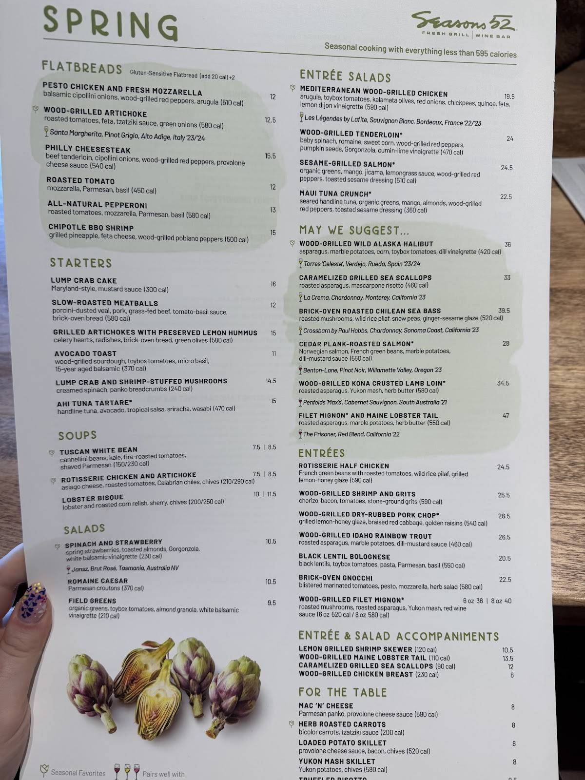 Menu at Seasons 52 pub & bar, Oak Brook, 3 Oakbrook Center