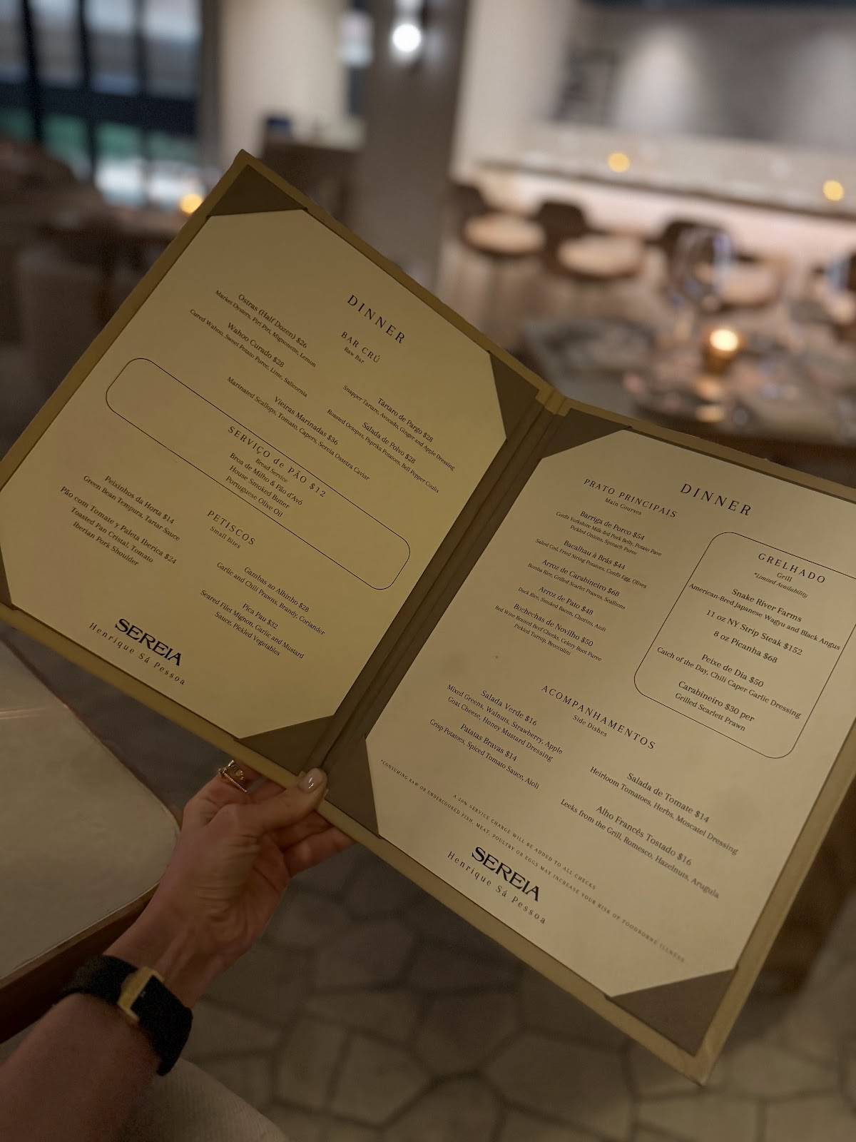 Menu at Sereia pub & bar, Miami