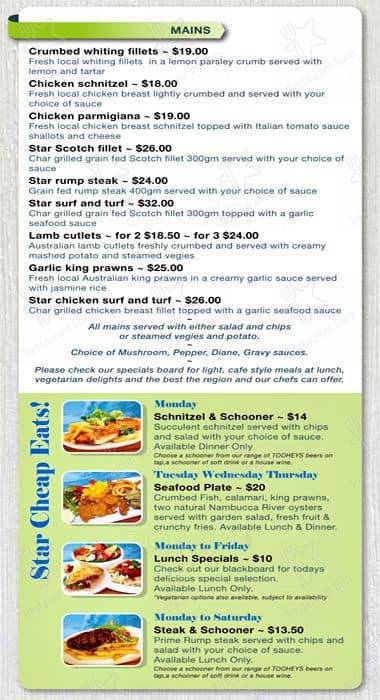 Menu at Star Hotel pub & bar, Macksville