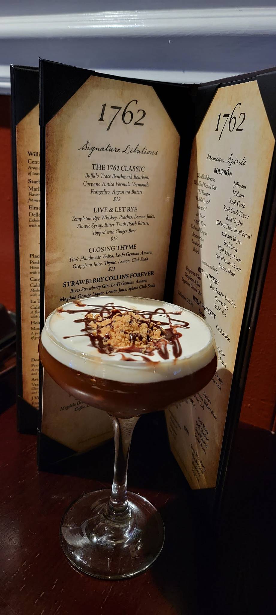 Menu at The 1762 pub & bar, Hummelstown