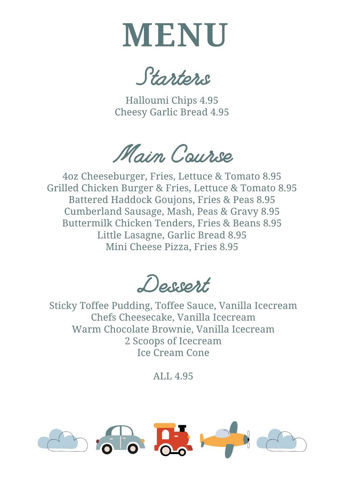 Menu at The Bell - Little Addington pub & bar, Little Addington