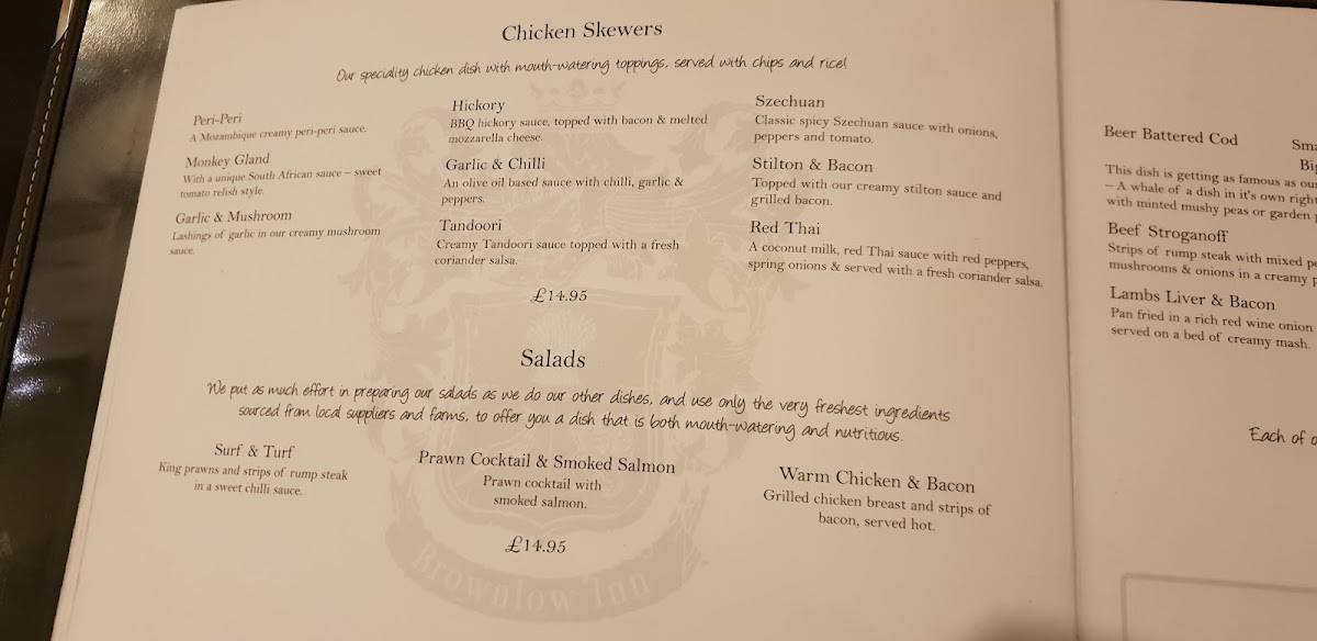Menu at The Brownlow Inn pub & bar, Congleton, Brownlow Heath Ln