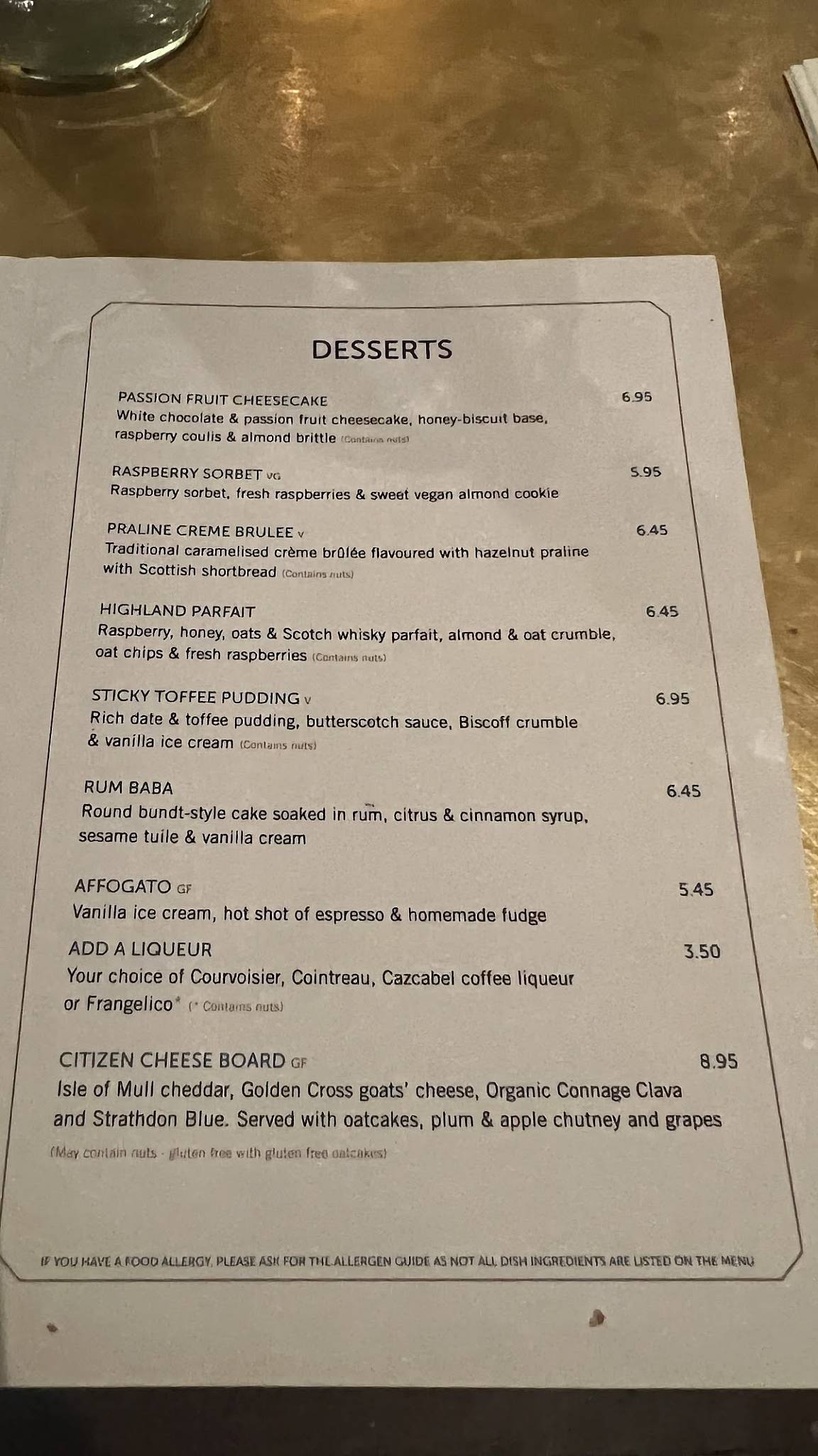 Menu at The Citizen Glasgow restaurant, Glasgow