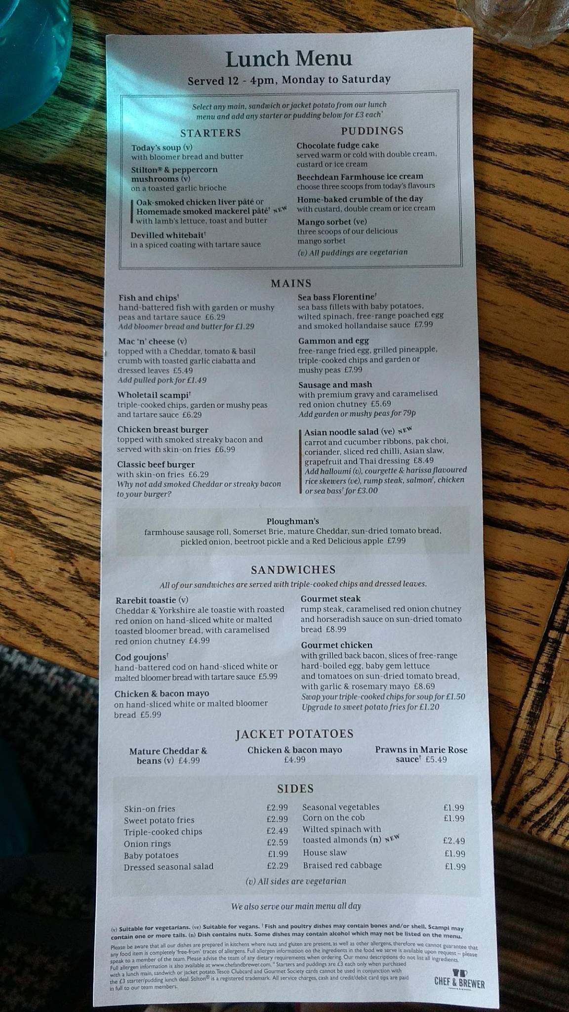 Menu at The Cross Keys pub & bar, Middlesbrough, Middlesbrough Rd