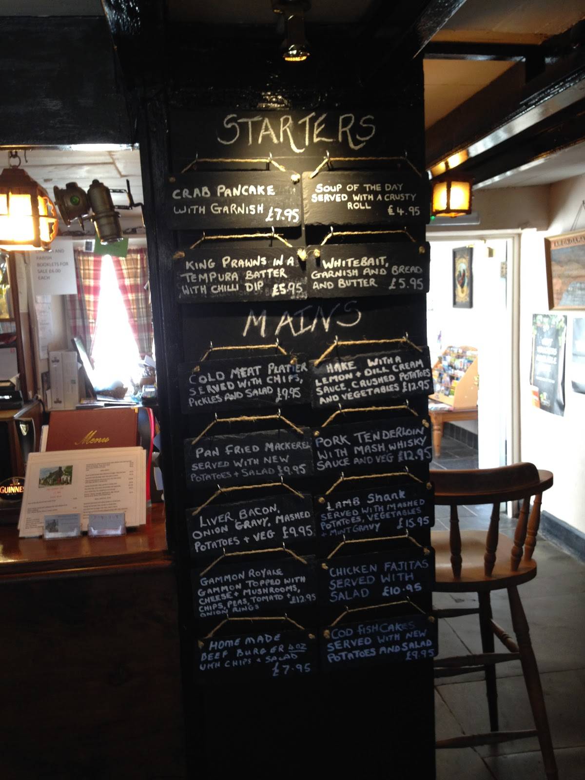 Menu at The Crown Inn pub & bar, Saint Ewe, Churchtown Cottage