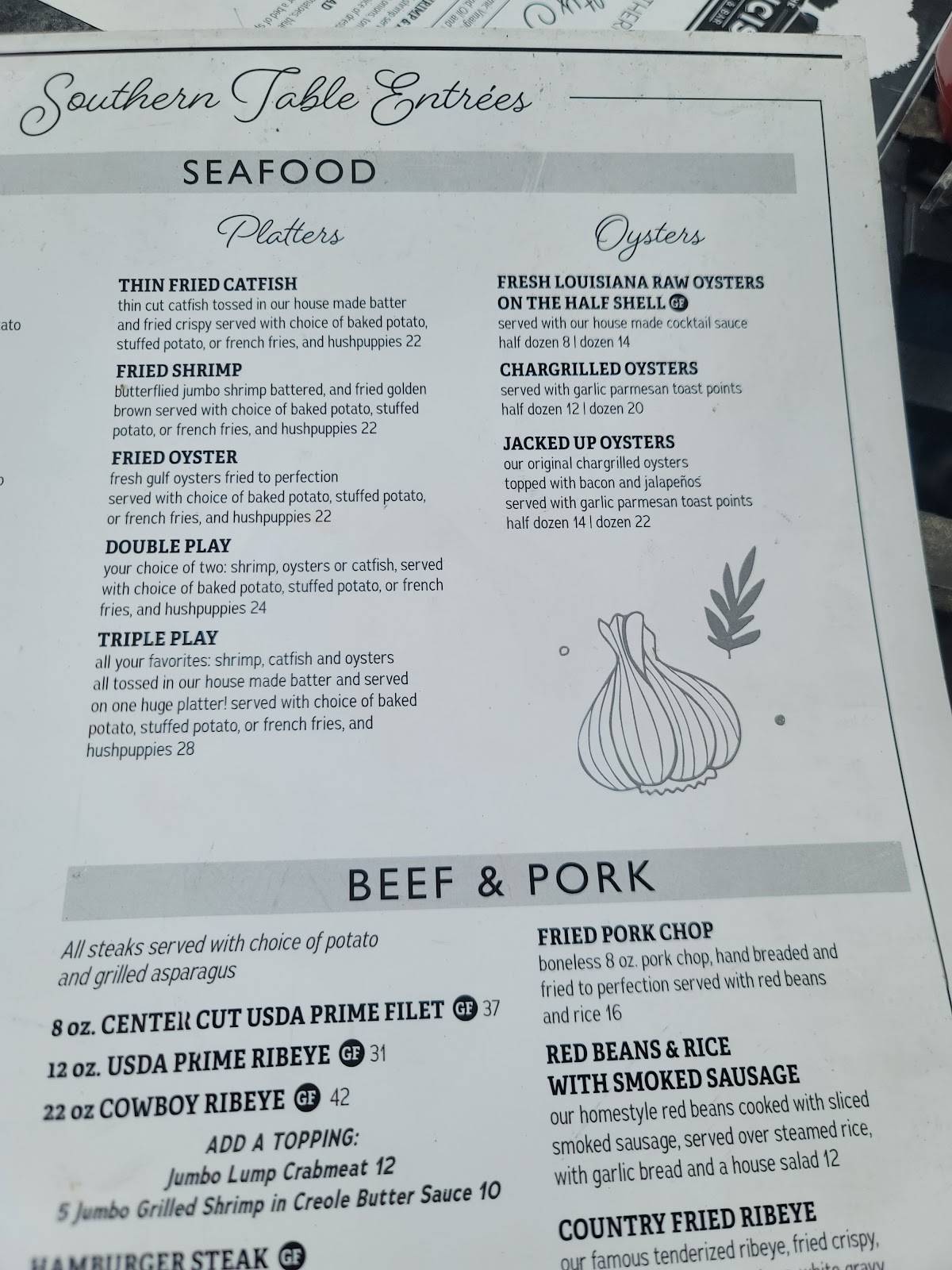 Menu at The Francis Southern Table & Bar, Saint Francisville, US-61