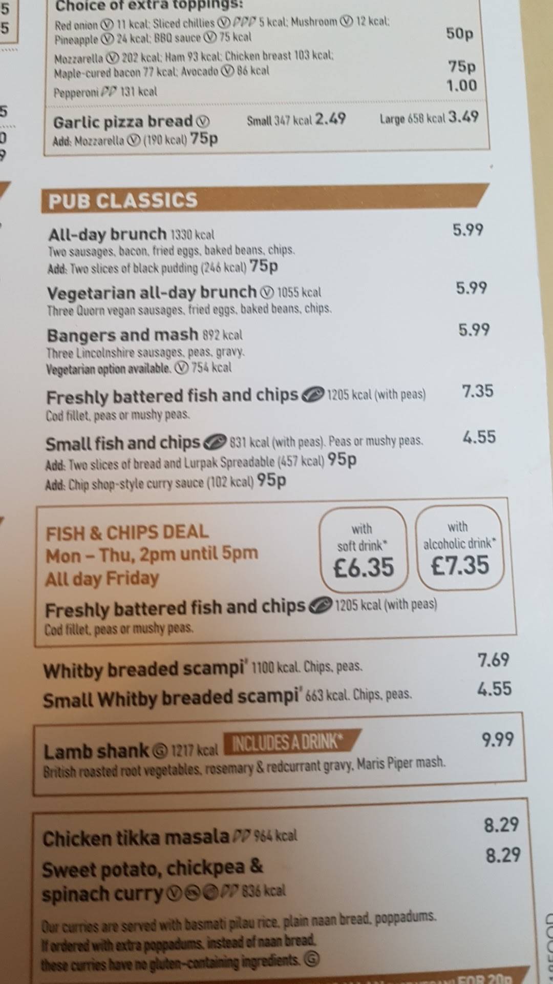 Menu at The Giant Bellflower - JD Wetherspoon pub & bar, Selby