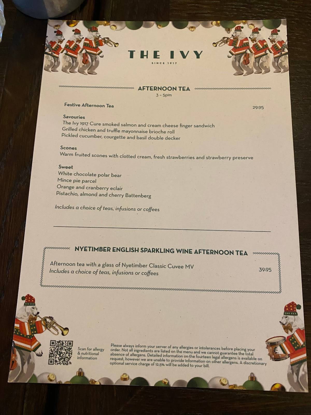 Menu at The Ivy On The Square Edinburgh pub & bar, Edinburgh