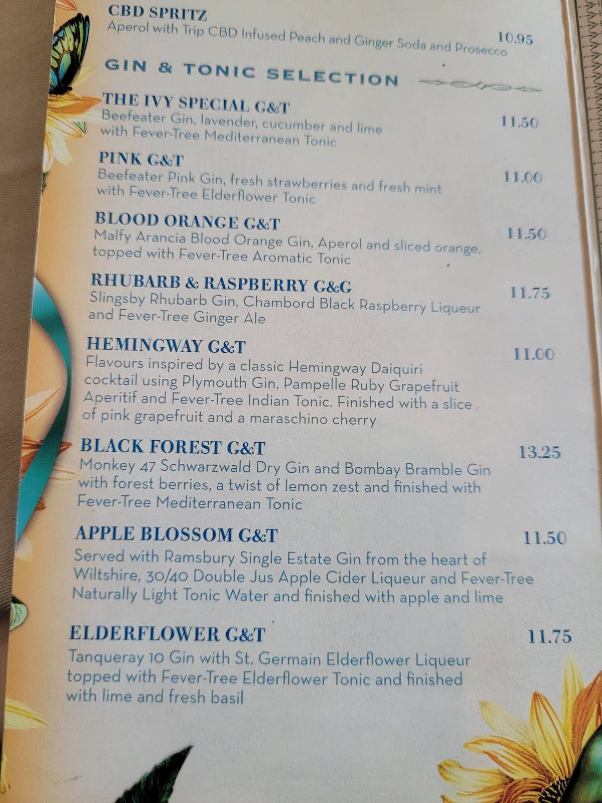 Menu at The Ivy On The Square Edinburgh pub & bar, Edinburgh