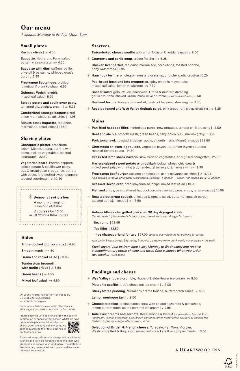 Menu at The March Hare, A Heartwood Inn pub & bar, Guildford