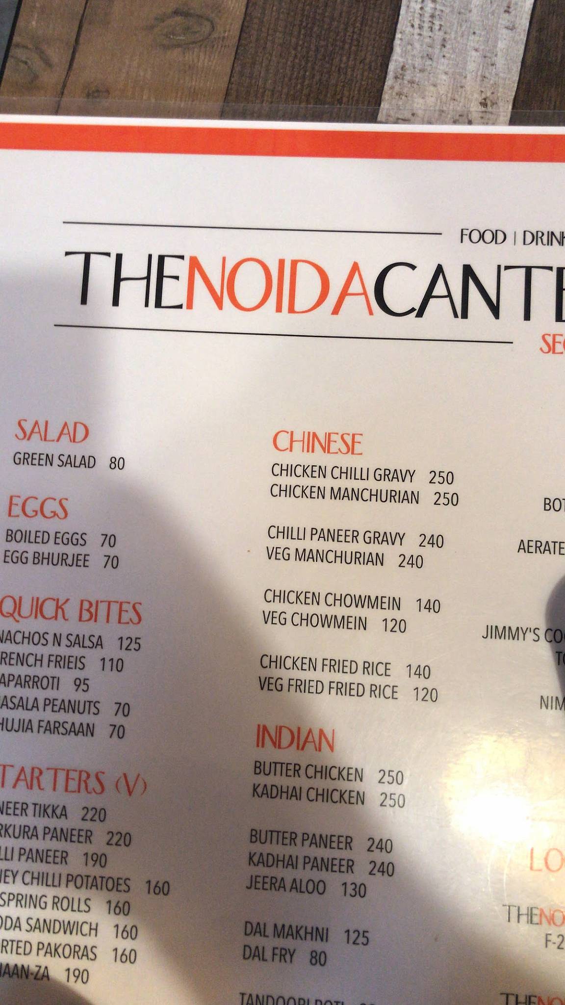 Menu at The Noida Canteen, Noida
