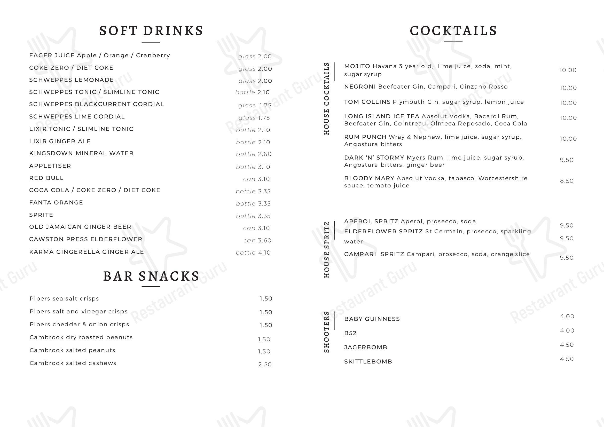 Menu at Red Lion (Hotel) pub & bar, Cambridge, 27 High St