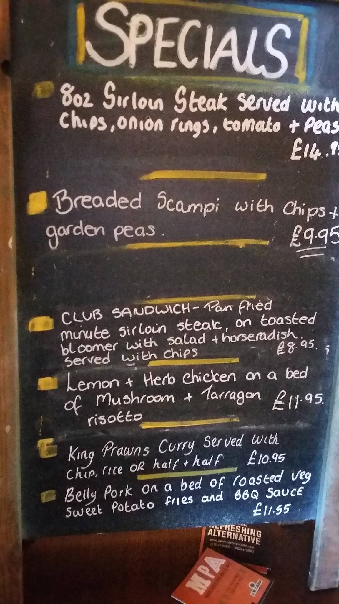 Menu at The Ring O' Bells pub & bar, Frodsham, 2 Bellemonte Rd