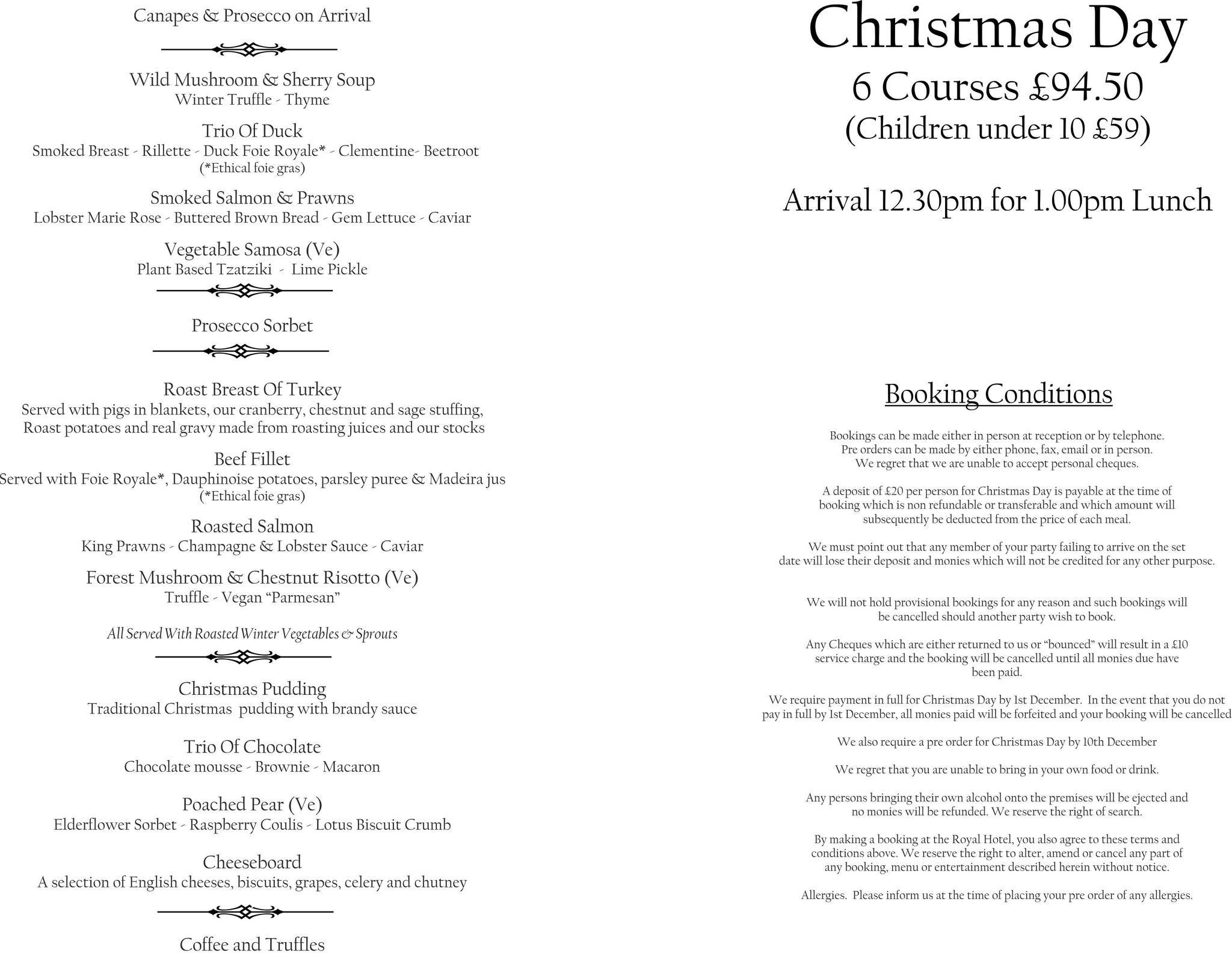Menu at The Royal Hotel pub & bar, Waterloo