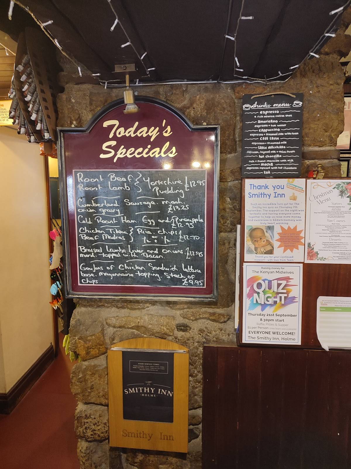 Menu at The Smithy Inn pub & bar, Holme
